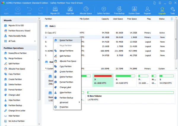 How to Change Partition Volume in Windows 7 via Free Partition Manager?